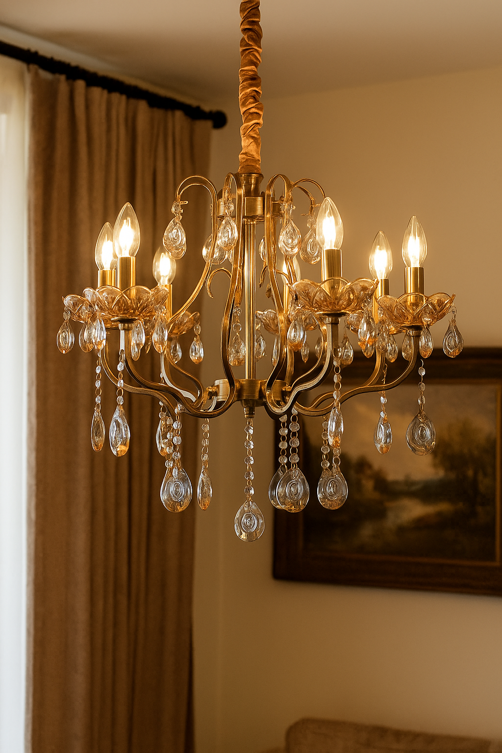 HDC 5 Lights Imperial Aurora Crystal-Gold Italian Chandelier For Livin