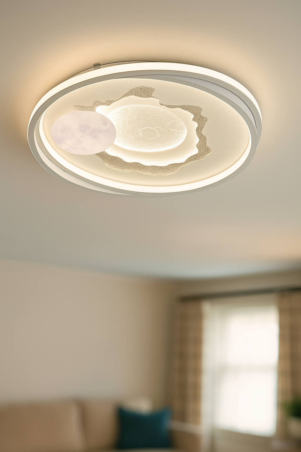 HDC Lunar Aura Halo Modern Moon Glow Panel LED Ceiling Light