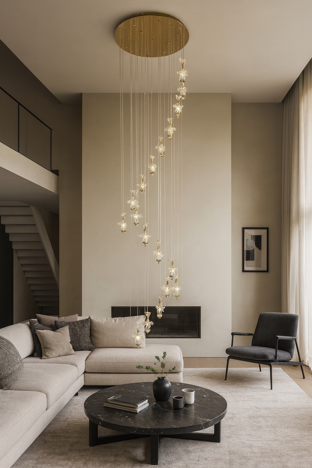 HDC 25 Lights Crystal Cascade Luxury Multi-Drop Designer Ceiling Light