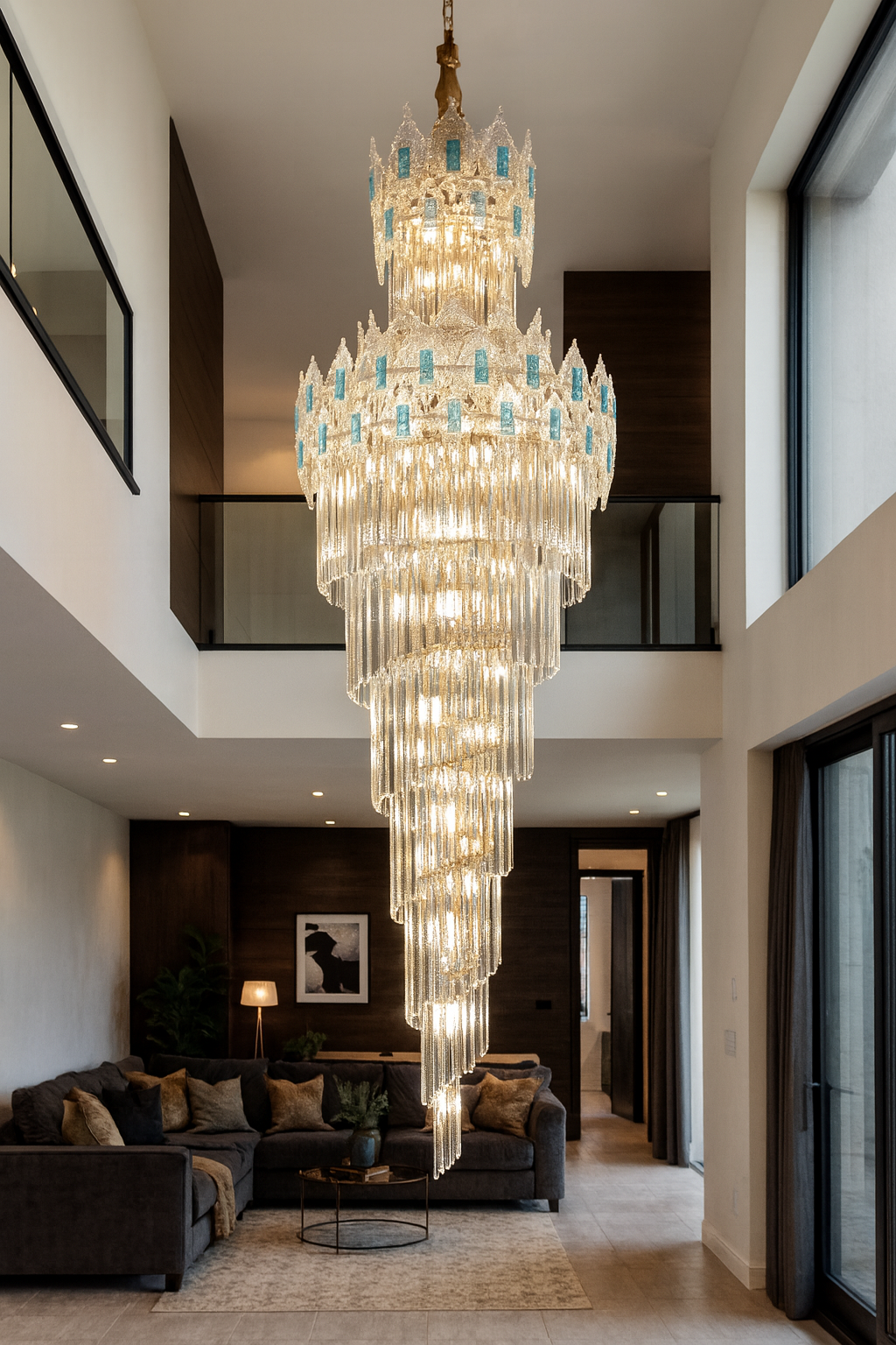 HDC 1800mm Luxury Double-Tier Designer Crystal Doublr Height Chandelie