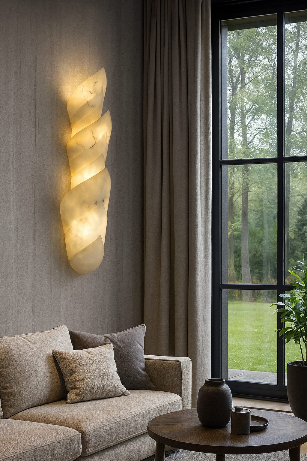 HDC 900mm Imitated Marble Sculpted Stone Finish Decorative Wall Sconce