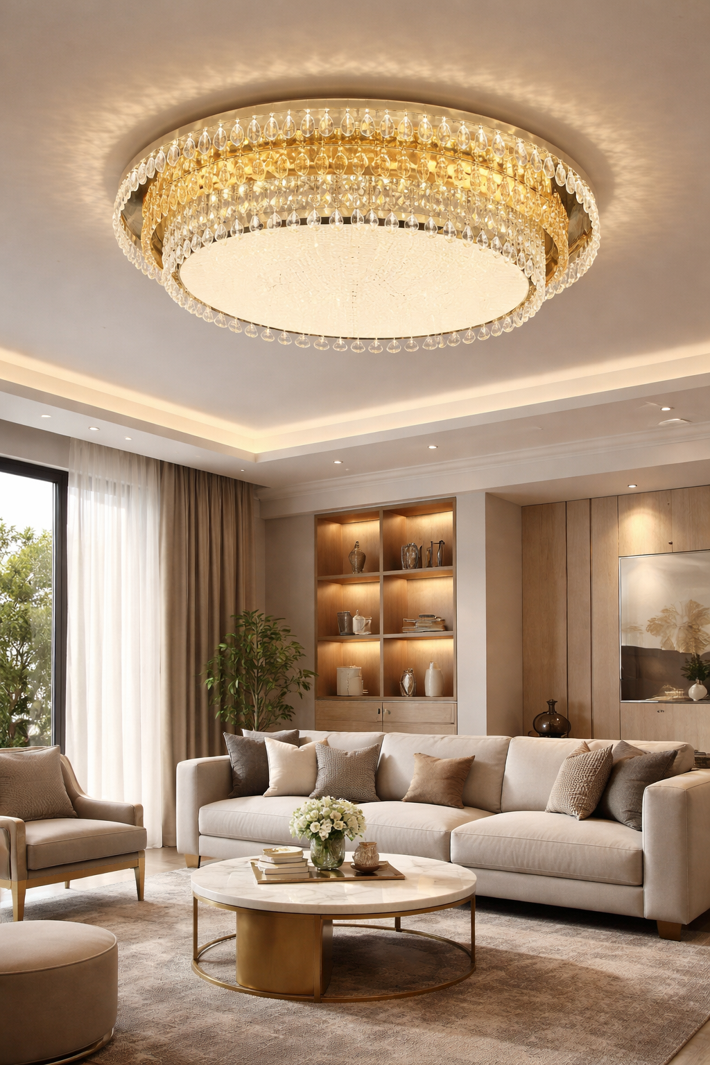 HDC Luxury Crystal LED Ceiling Chandelier Light for Living Room – Tric