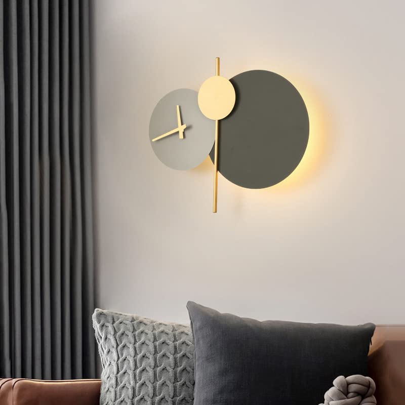 Hdc 3 LED Modern Electroplated Gold Wall Art Light with Clock - Warm W