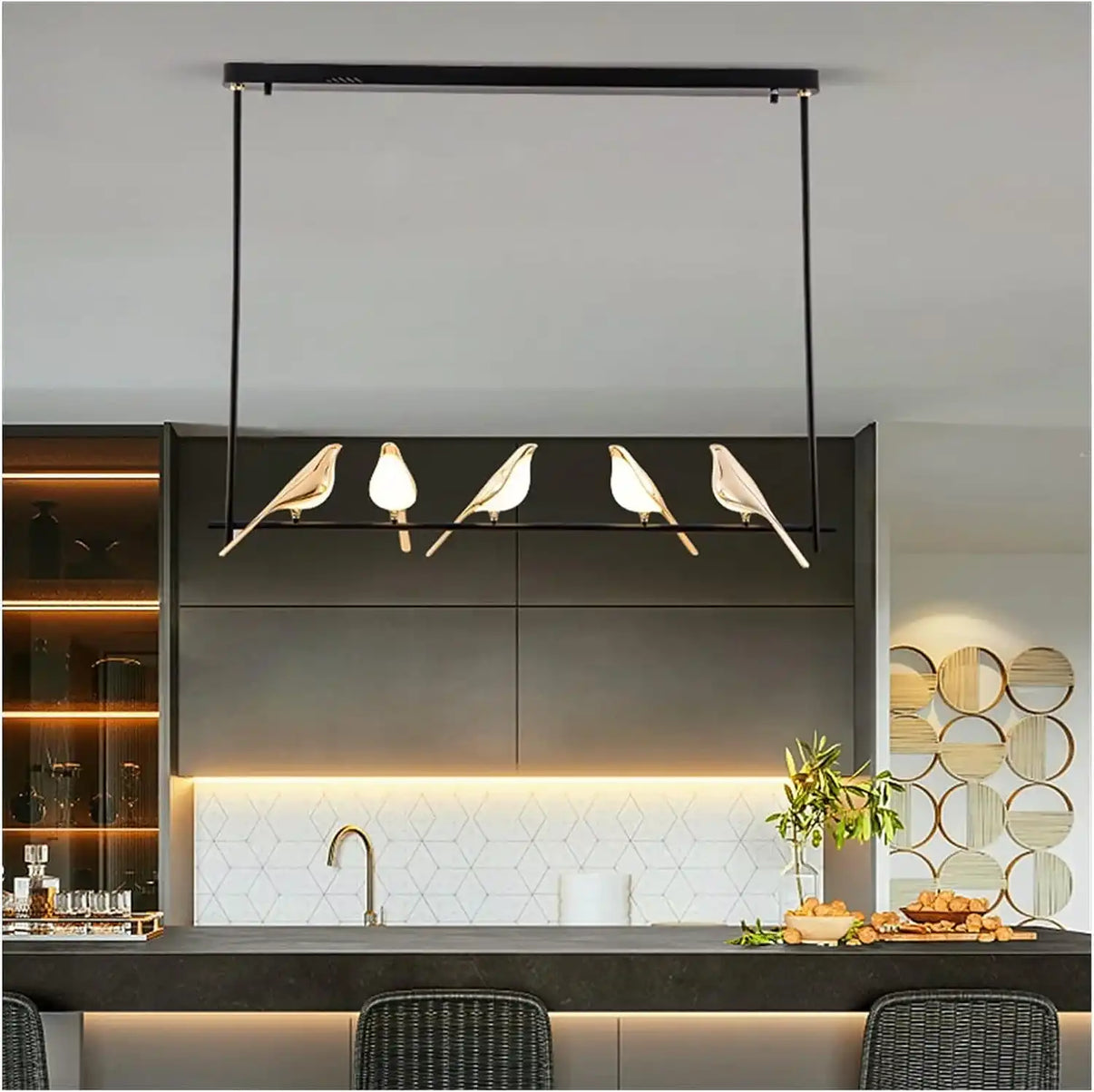 HDC Nordic LED Bird Long Chandelier