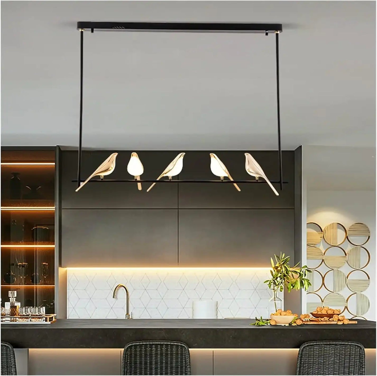 HDC Nordic LED Bird Long Chandelier
