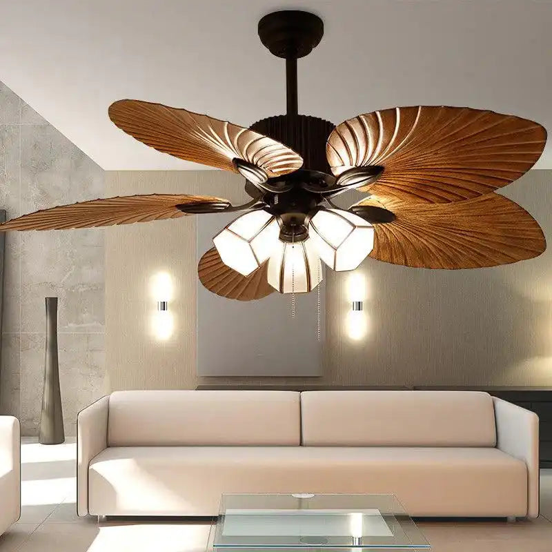 HDC Tropical Ceiling Fan with Lights, 5 Reversible Palm Leaf Blades 3