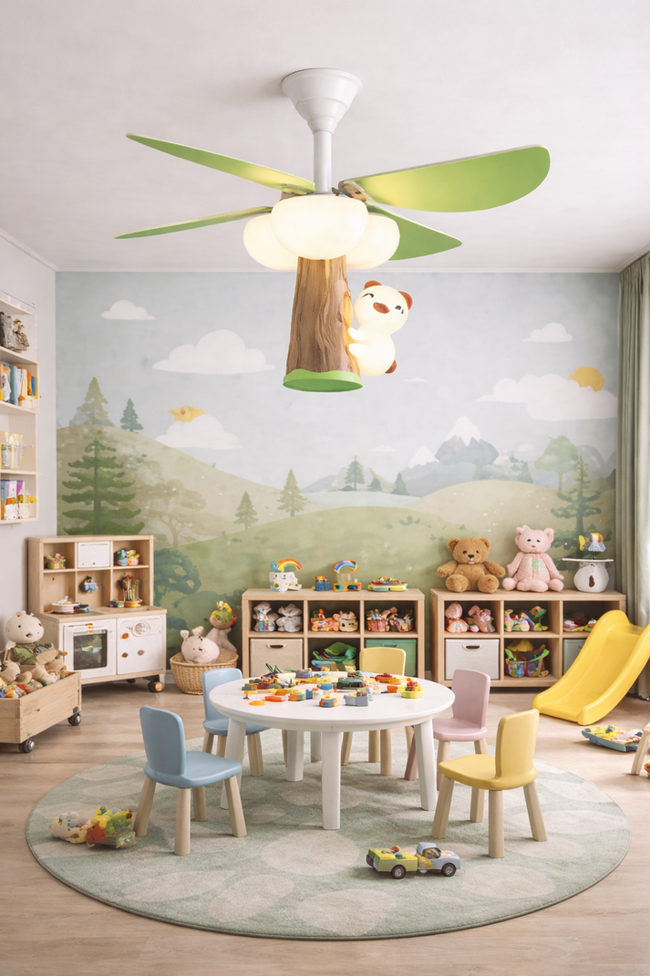 HDC Cute Animal Theme Kids Cartoon Ceiling Fan Light for Kids Bedroom