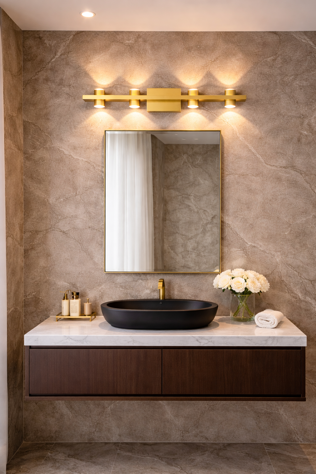 HDC Modern Gold LED Wall Light with Dual Up & Down Light for Bedroom,