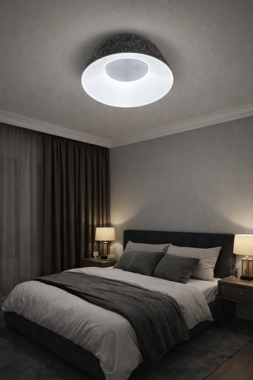 HDC Modern Black Texture LED Ceiling Light for Bedroom, Living Room