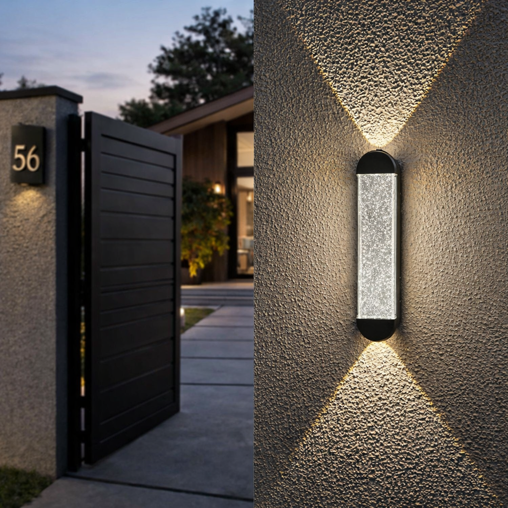 HDC 12W Modern Outdoor LED Wall Light for Exterior Walls with Warm Whi