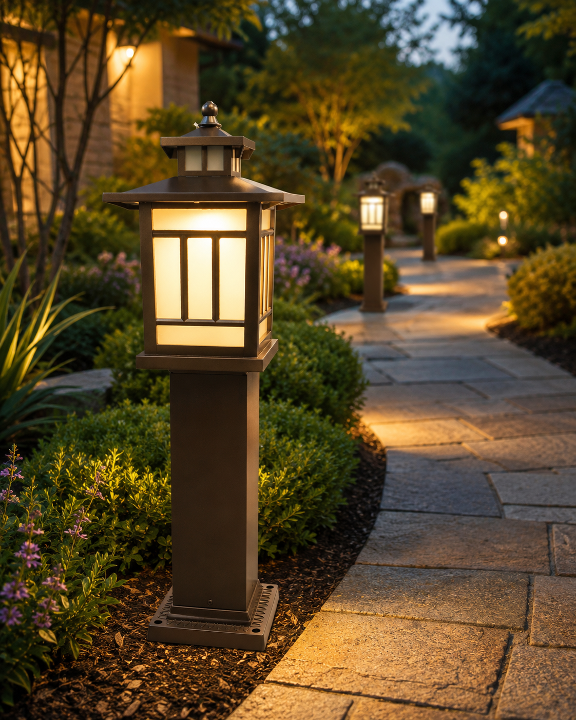 HDC Modern Outdoor Garden Bollard Light for Garden Pathways, Landscape