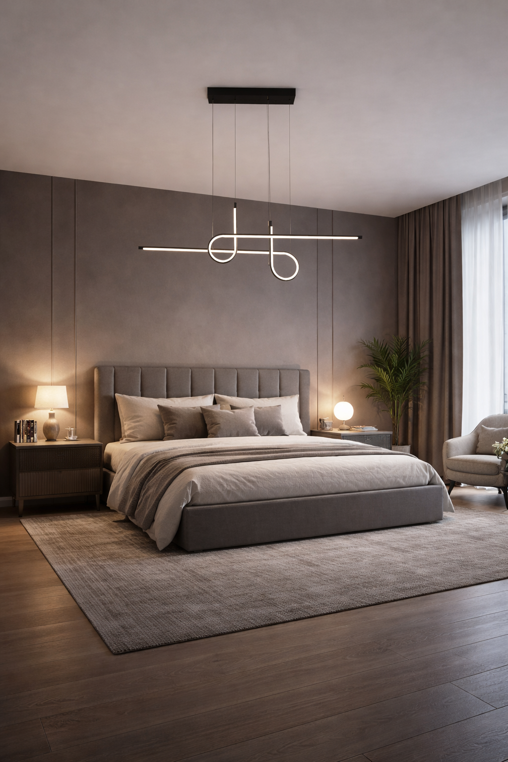 HDC 1200mm Modern Linear LED Chandelier Light for Dining Room & Living