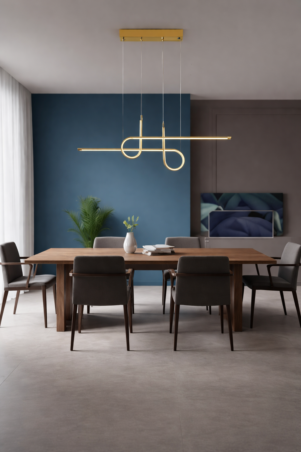 HDC 1200mm Modern Linear LED Chandelier Light for Dining Room & Living