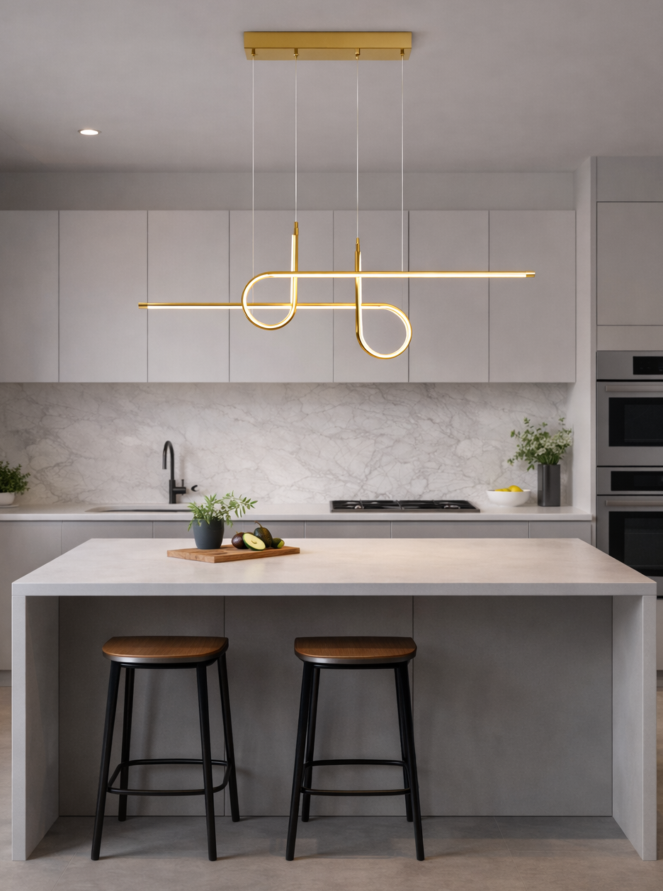 HDC 1200mm Modern Linear LED Chandelier Light for Dining Room & Living