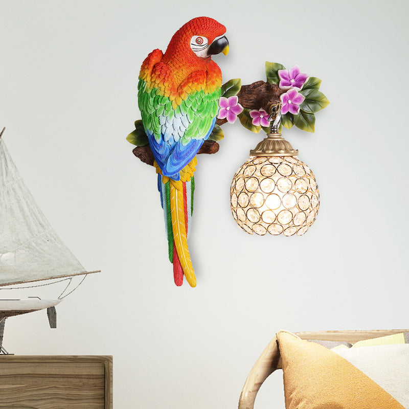 Hdc Parrot Resin Wall Mounted Led Night Lamp Antique Wall Light Lamp-