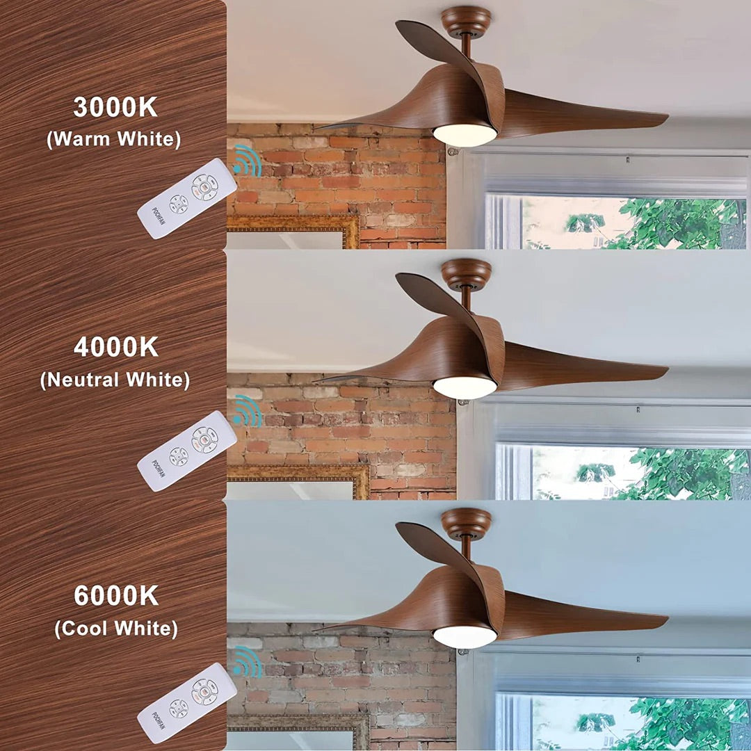 Hdc Walnut Finish Ceiling Fan With Lights And Remote Control For Livin