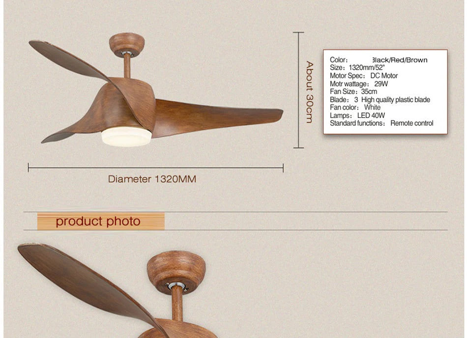 Hdc Walnut Finish Ceiling Fan With Lights And Remote Control For Livin