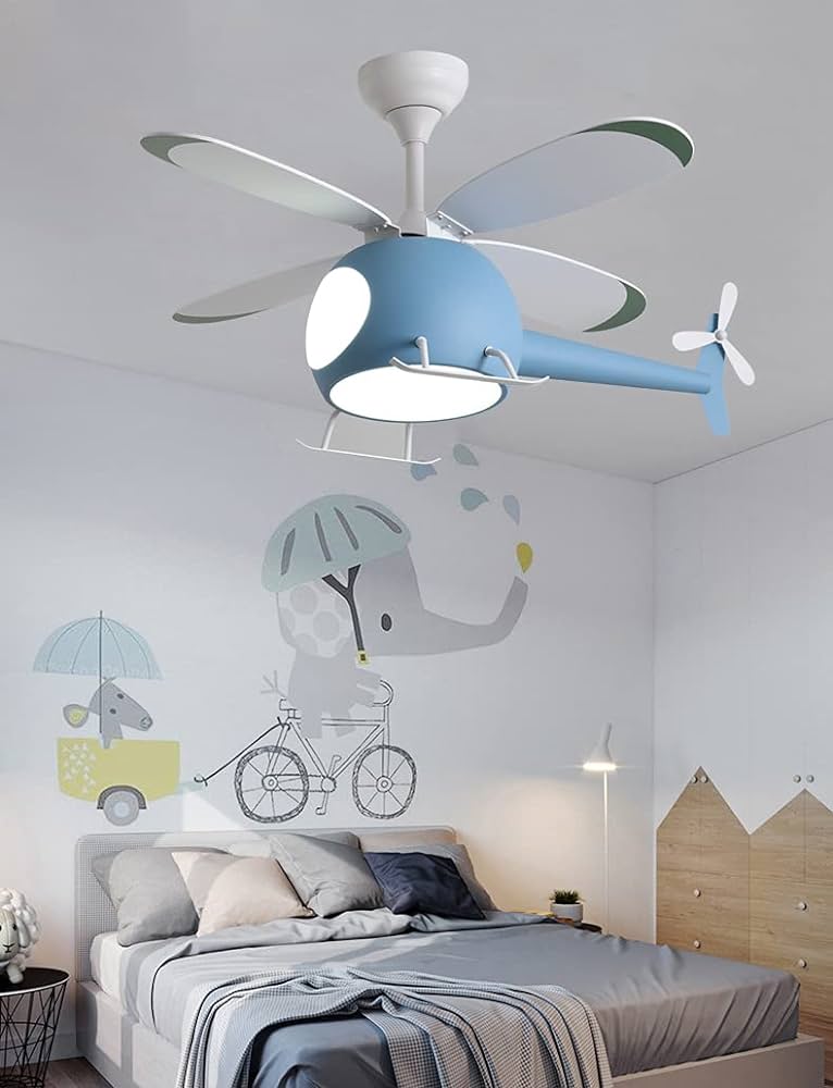 Hdc Creative Helicopter LED Ceiling Fan Lighting with Remote Control,