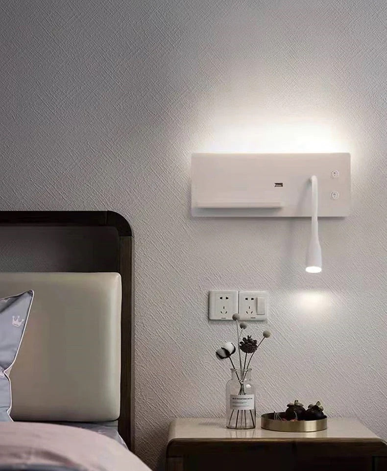 Hdc Led White Gooseneck Led Wall Light With Usb And Wireless Charging