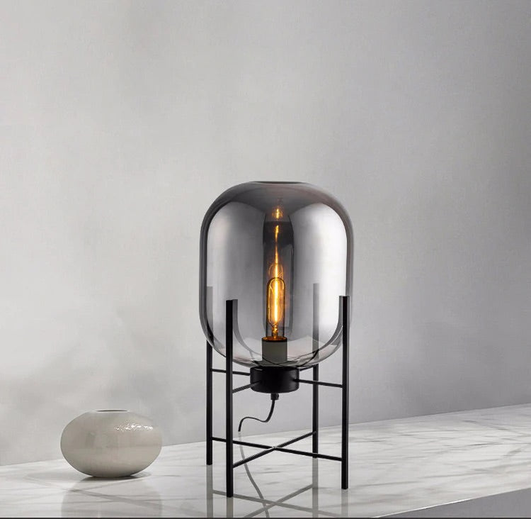 Hdc Desk Table Lamp Glass Shade Black Base For Home And Office Use - W