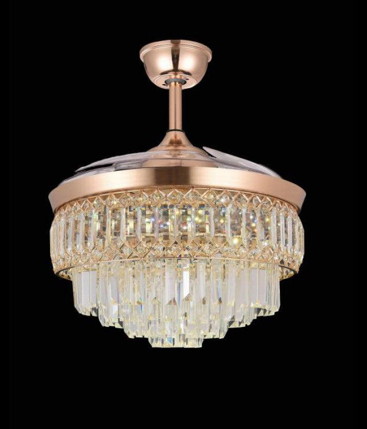 Hdc Modern Style Crystal Ceiling Fan Led Chandelier For Living Room Be