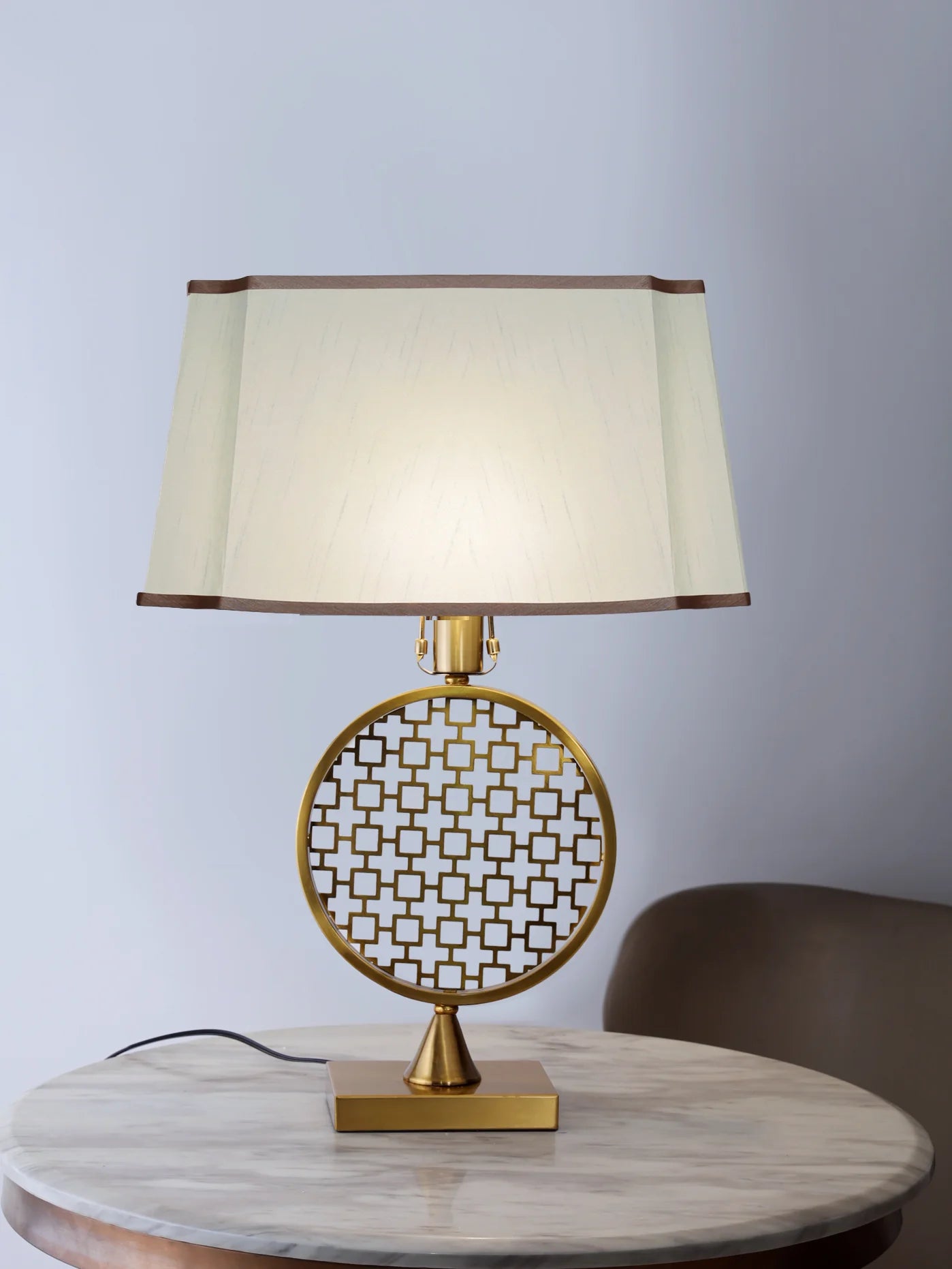 Hdc Modern Luxury Metal Golden Table Lamp With Fabric Lamp Shade