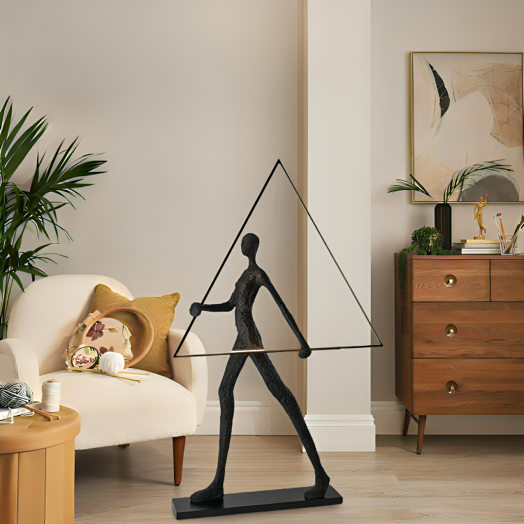 HDC Modern Luxury Art Human Holding Triangle Sculpture living room bed