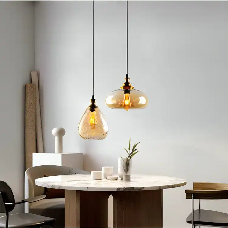 Hdc 1 Light Led Amber Glass Pendant Lamp Ceiling Light