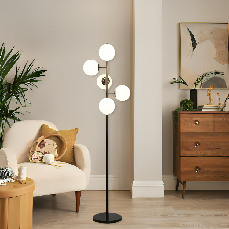 Hdc Contemporary LED Standing Light 5-Light Frosted White Glass Globe