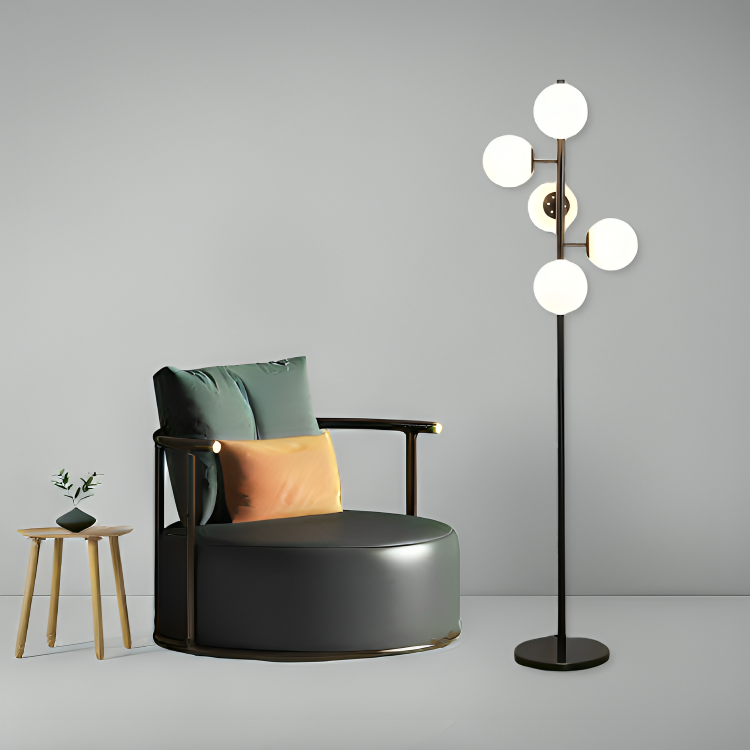 Hdc Contemporary LED Standing Light 5-Light Frosted White Glass Globe