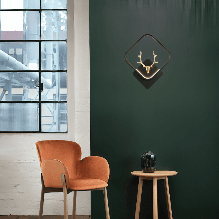 HDC LED Stag Golden Deer Square Wall Lamp Light- Warm White, Gold, Bla