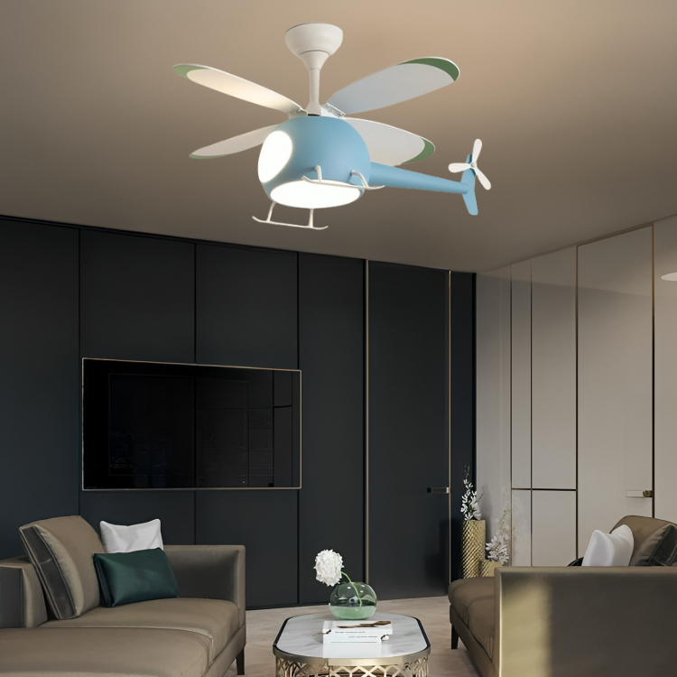 Hdc Creative Helicopter LED Ceiling Fan Lighting with Remote Control,