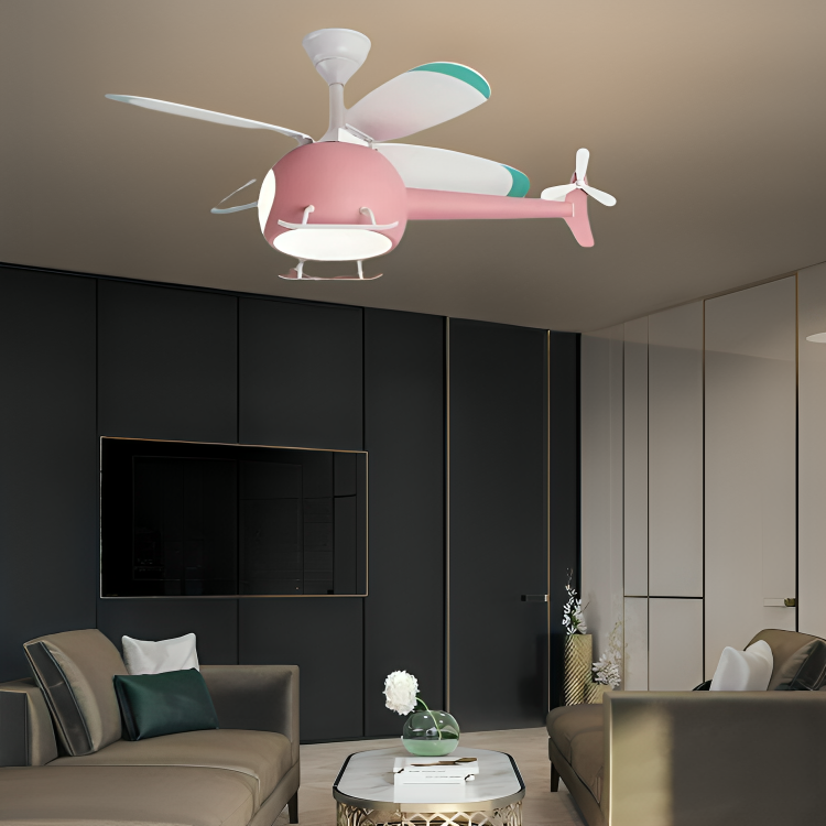 Hdc Creative Helicopter LED Ceiling Fan Lighting with Remote Control,
