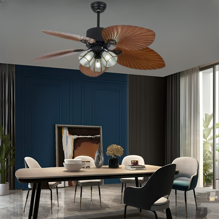 HDC Tropical Ceiling Fan with Lights, 5 Reversible Palm Leaf Blades 3