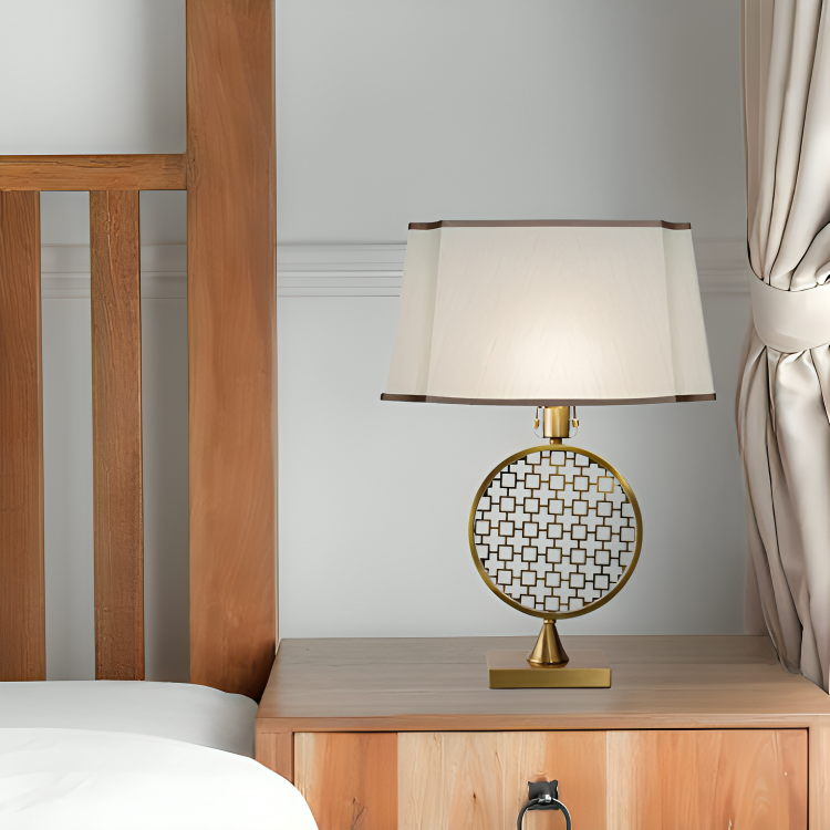 Hdc Modern Luxury Metal Golden Table Lamp With Fabric Lamp Shade