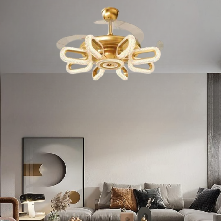 Hdc Crystal Wormhole Chandelier Ceiling Fan with Remote Control