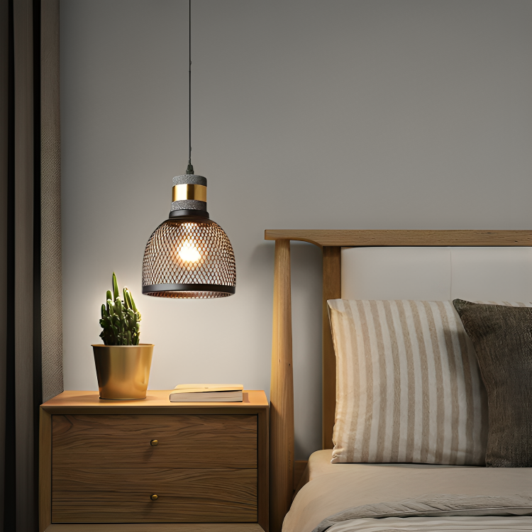 Hdc Vintage Rustic Concrete Pendant Lamp, with Metal Shade Cement Hang