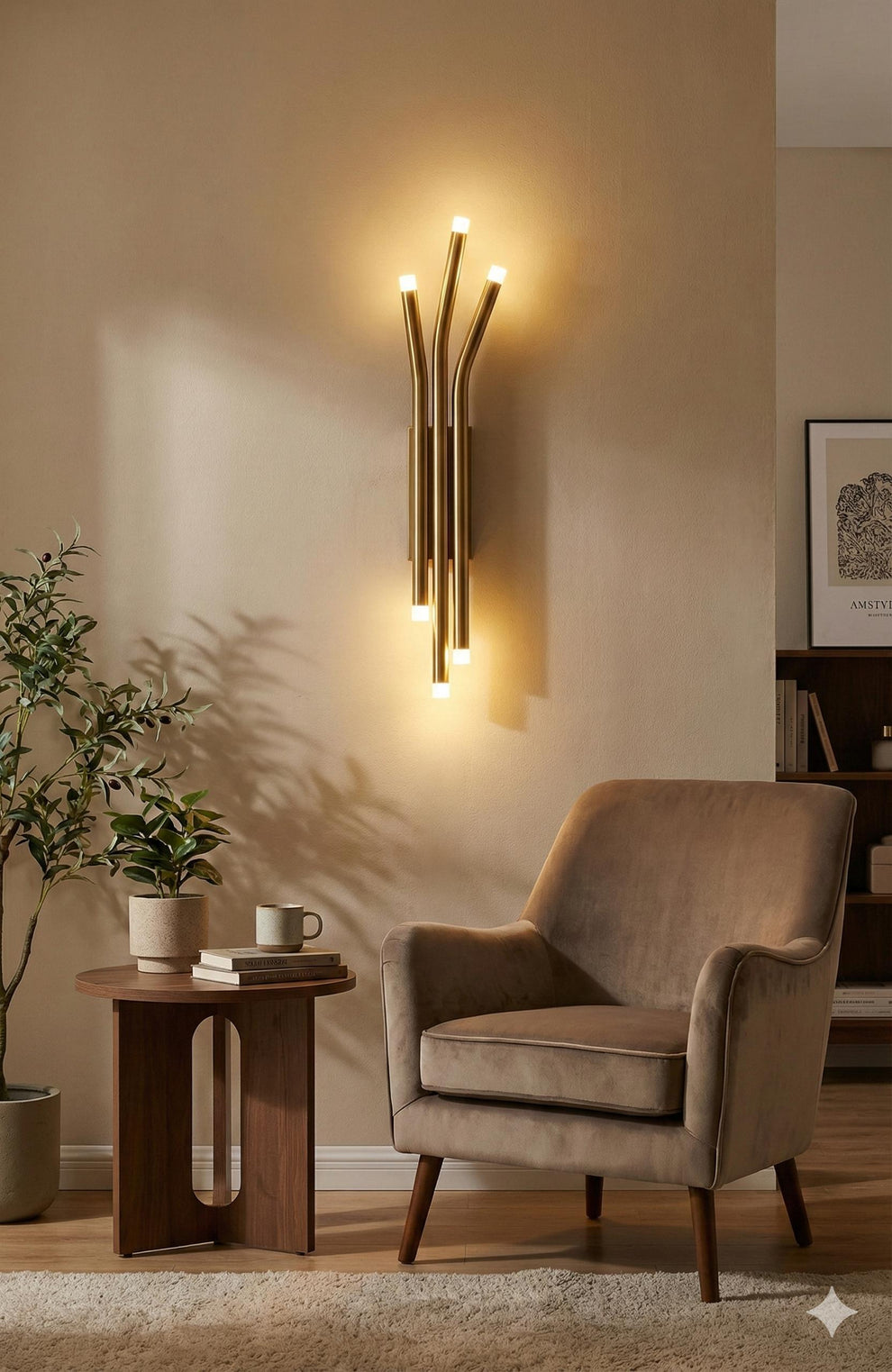 HDC Luxury Modern Gold Multi-Tube LED Wall Light for Living Room