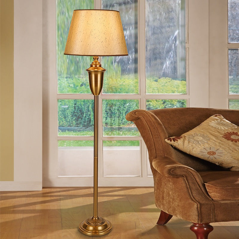 HDC Metal Frame With Beige Fabric Top Floor Standing Lamp Living Room