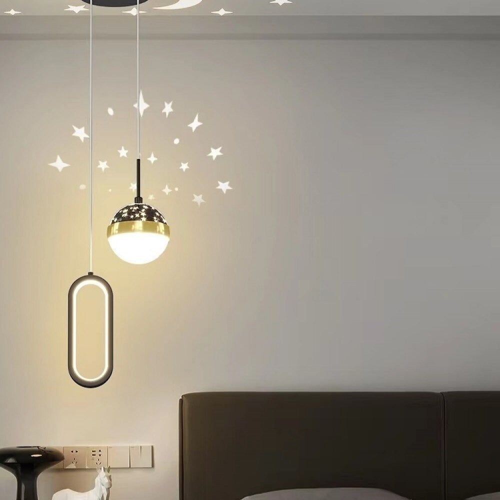 HDC Black Dual Element Pendant Light With Starry Reflection for Living
