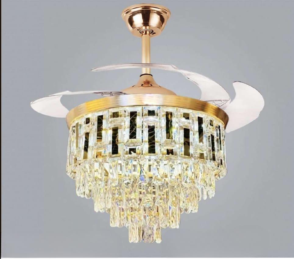 HDC Modern style crystal ceiling fan LED chandelier for living room be